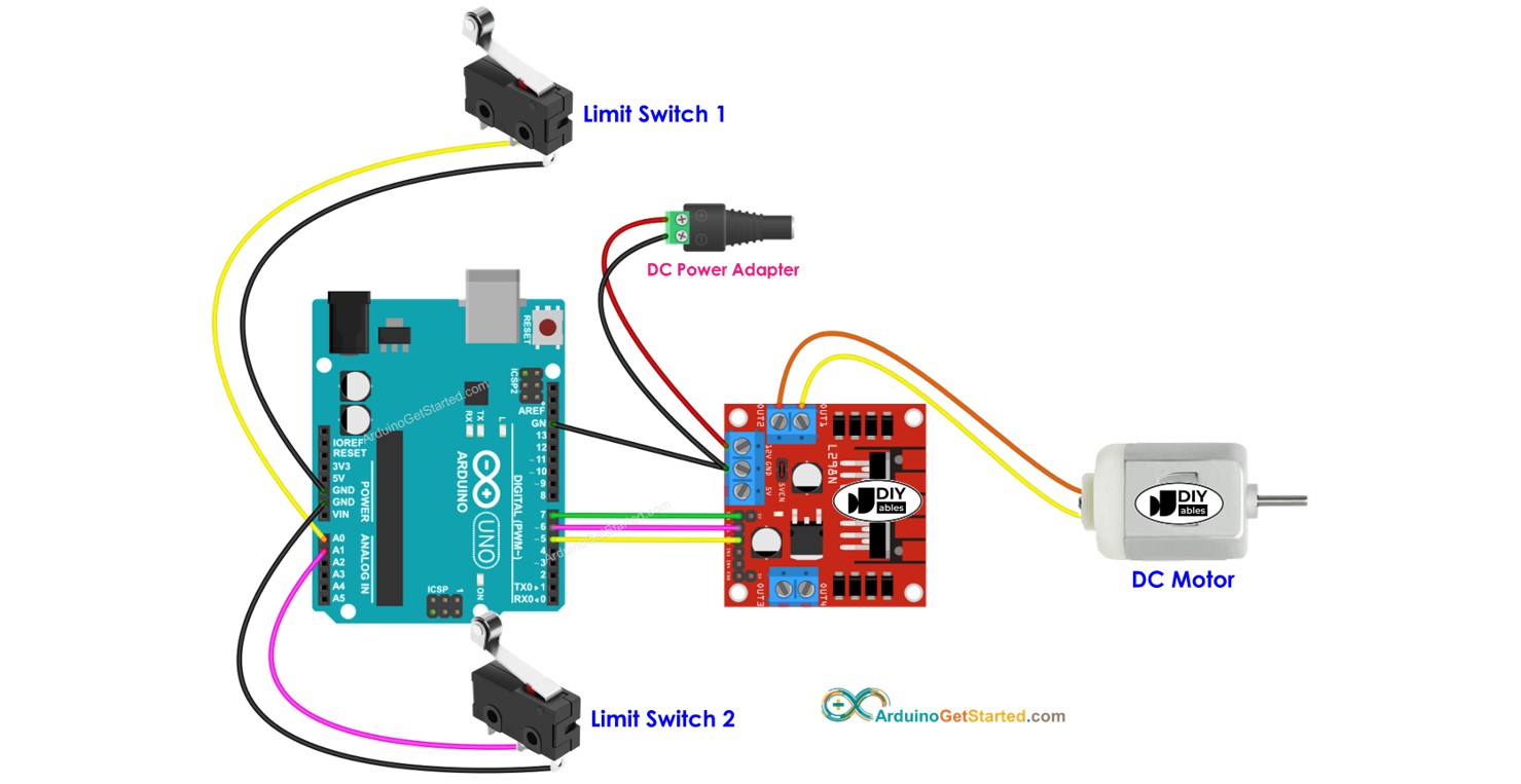 Arduino - Moteur à courant continu - Interrupteur de fin de course