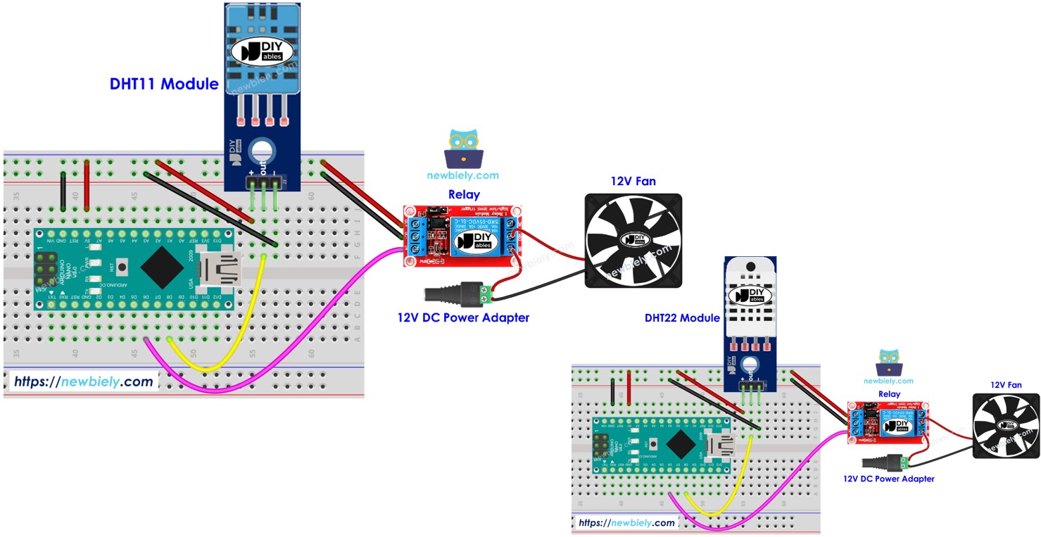 Système de refroidissement Arduino Nano utilisant un capteur DHT Système de refroidissement Arduino Nano utilisant un capteur DHT