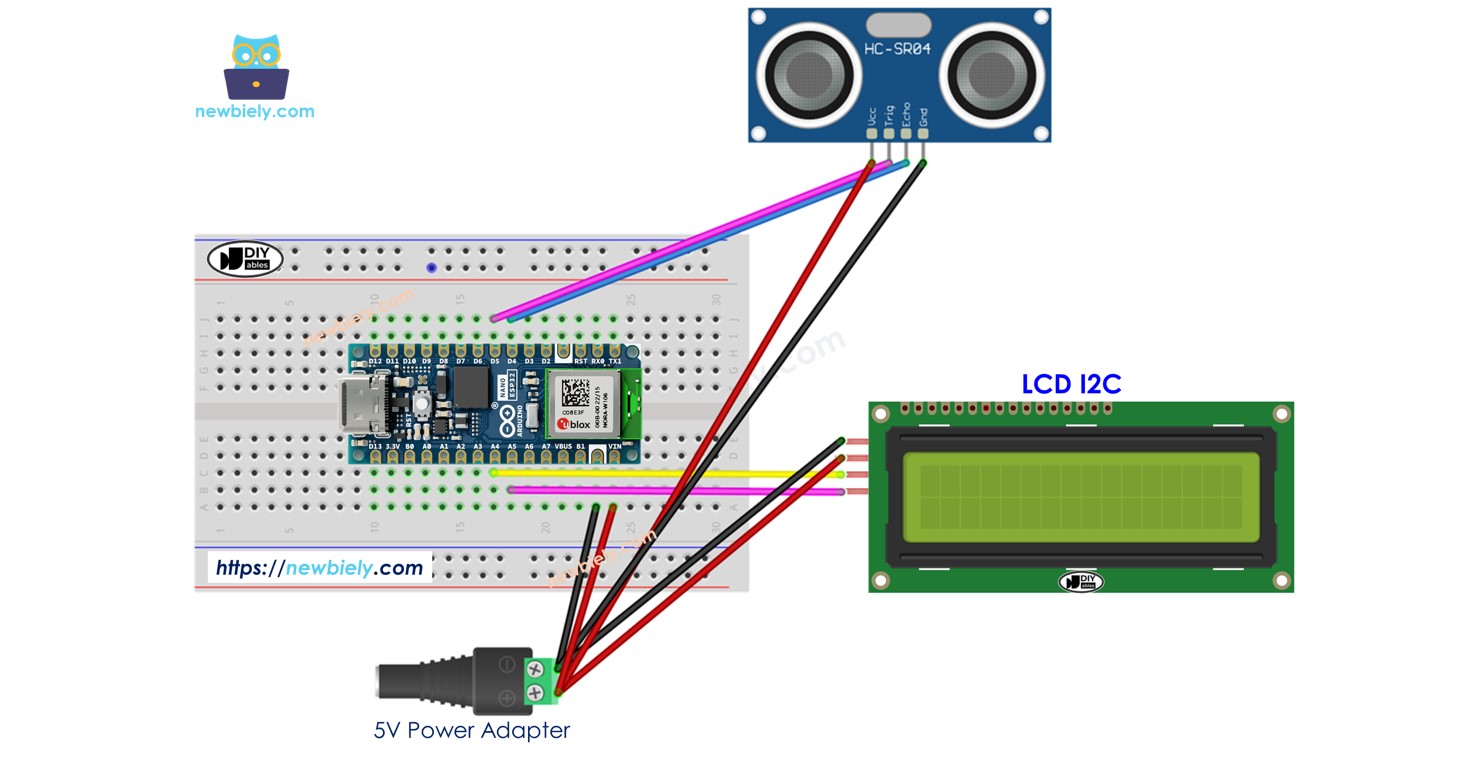 Arduino Nano ESP32 - Capteur ultrasonique - LCD