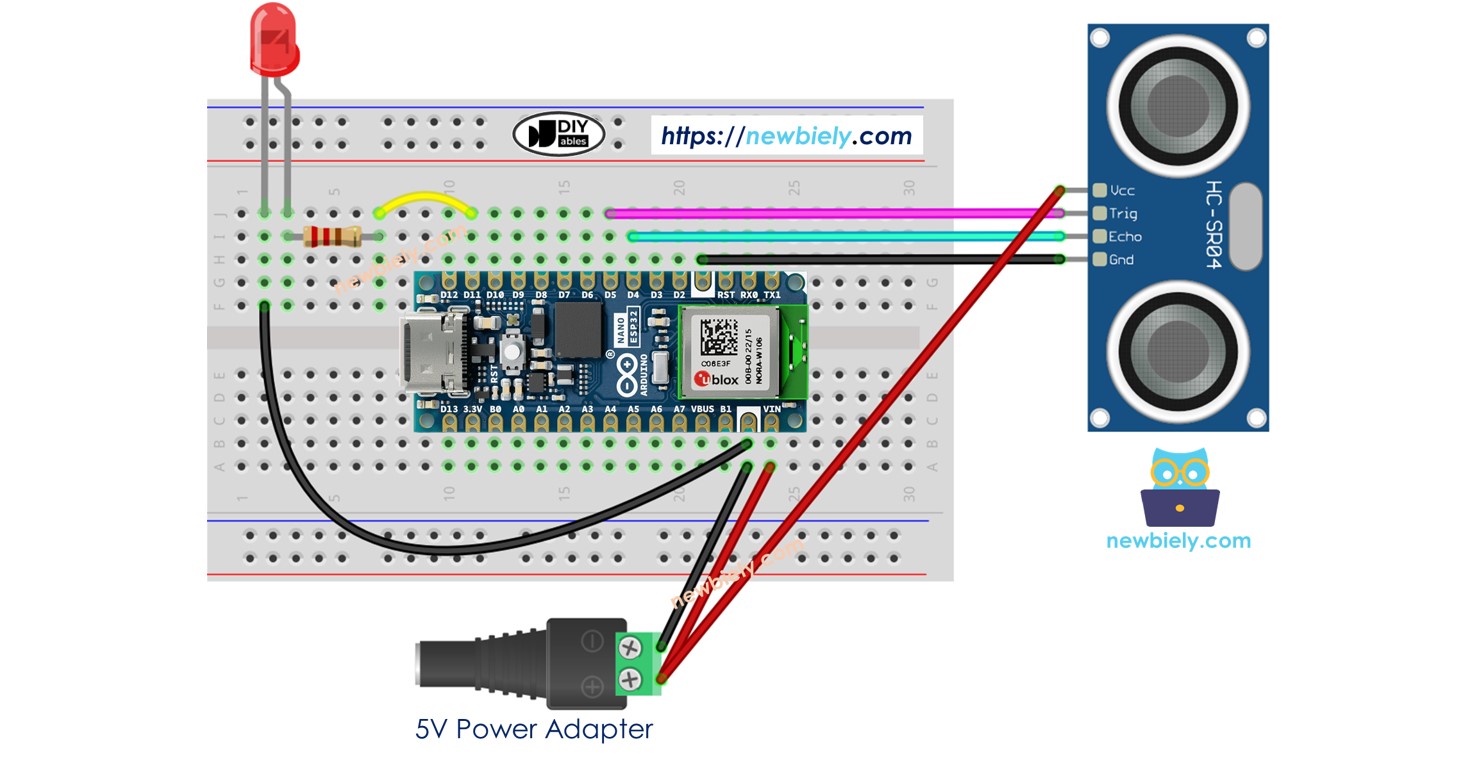Arduino Nano ESP32 - Capteur ultrasonique - LED Arduino Nano ESP32 - Capteur ultrasonique - LED