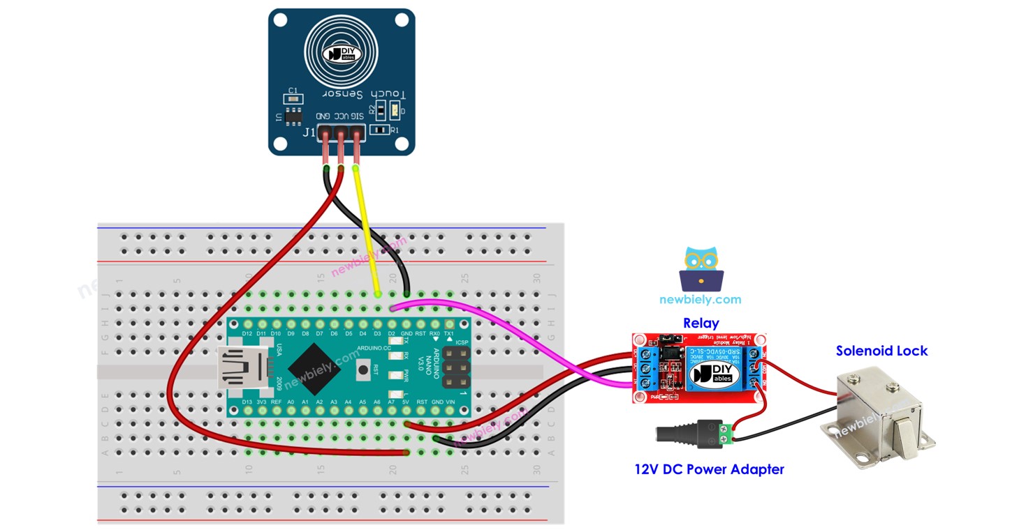 Arduino Nano - Capteur tactile - Verrou à solénoïde