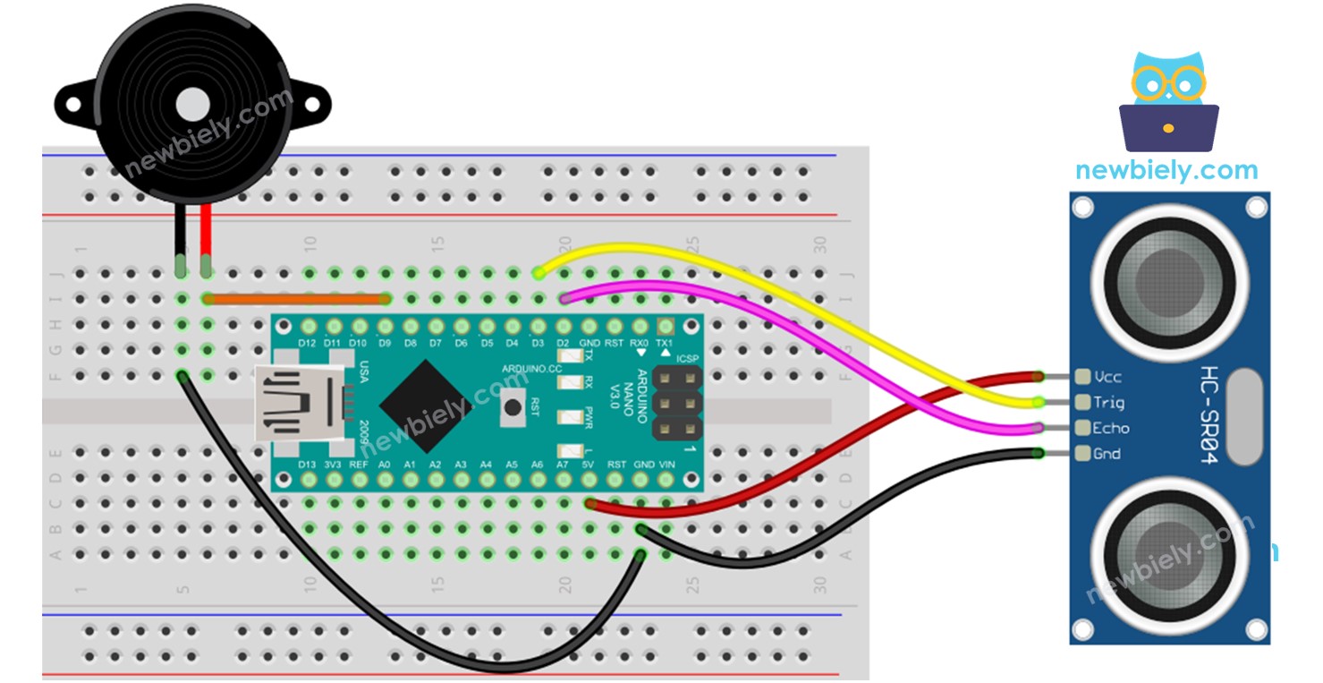 Arduino Nano - Capteur ultrasonique - Buzzer piézoélectrique Arduino Nano - Capteur ultrasonique - Buzzer piézoélectrique