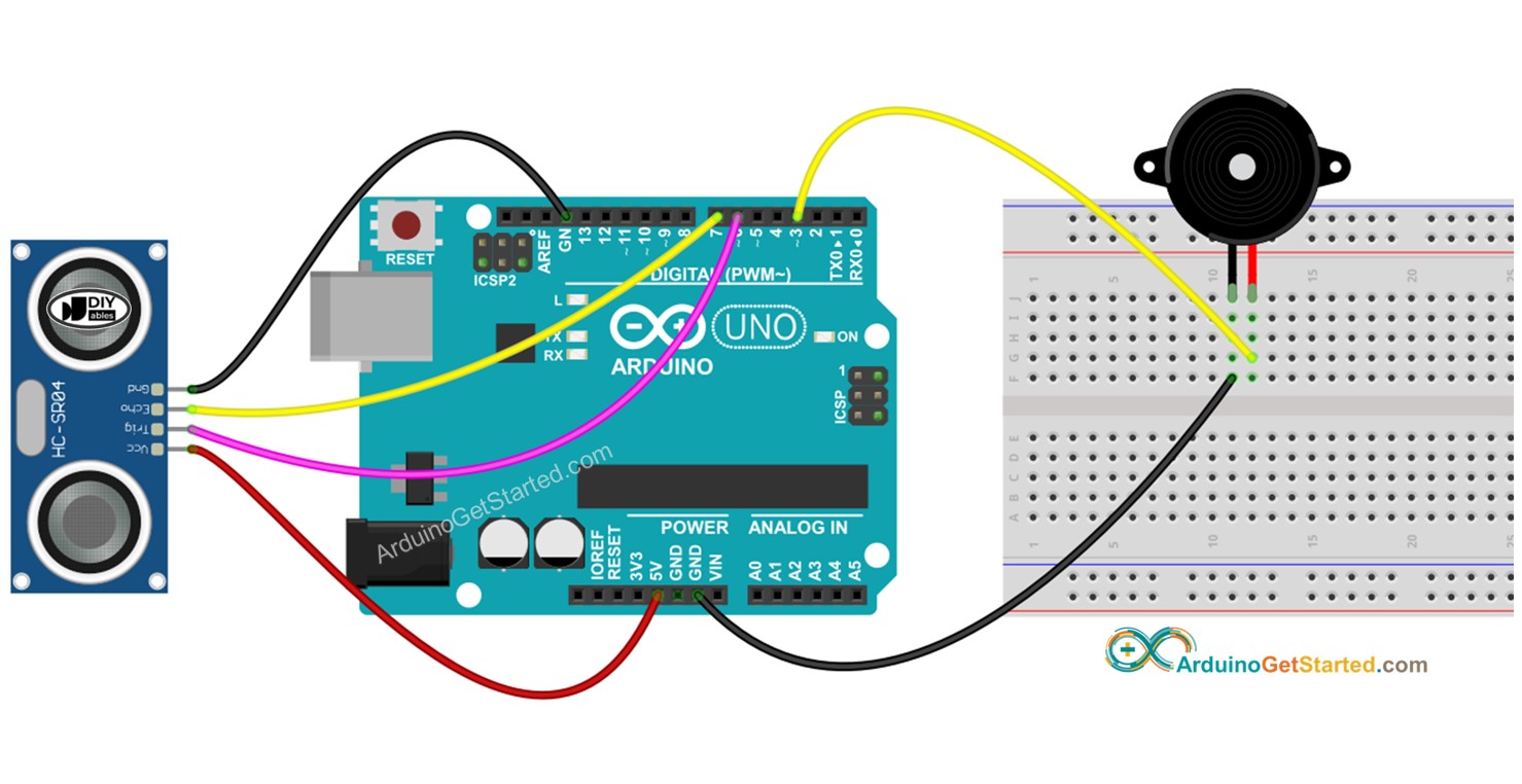Arduino - Capteur à ultrasons - Buzzer piézo Arduino - Capteur à ultrasons - Buzzer piézo