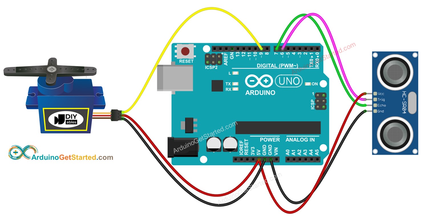 Arduino - Capteur à ultrasons - Moteur servo