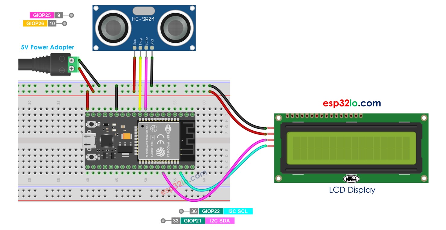 ESP32 - Capteur ultrasonique - LCD