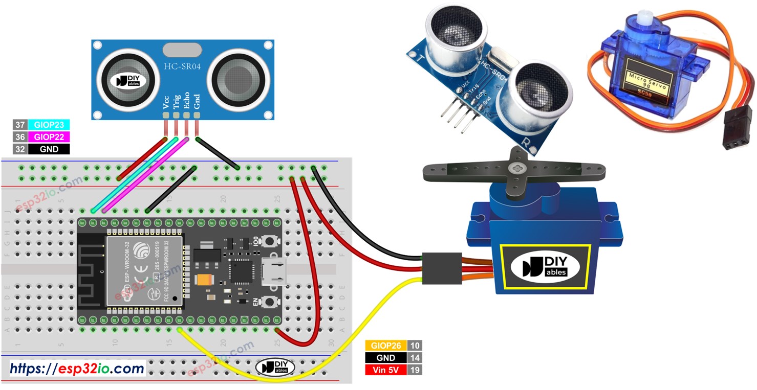 ESP32 - Capteur à ultrasons - Moteur servo